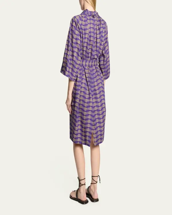 Dries Van Noten Debrasa Abstract-print Belted Dress