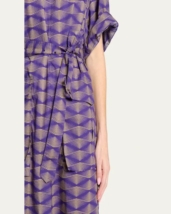 Dries Van Noten Debrasa Abstract-print Belted Dress