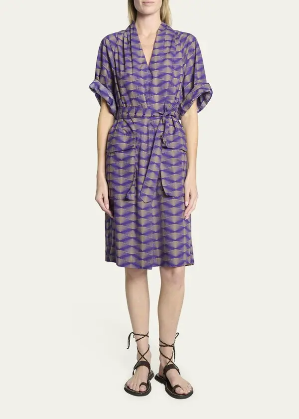 Dries Van Noten Debrasa Abstract-print Belted Dress