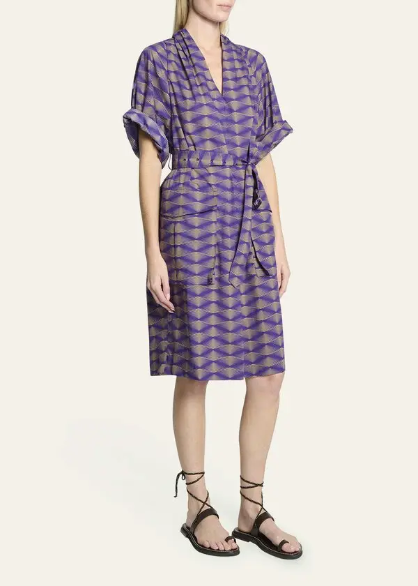 Dries Van Noten Debrasa Abstract-print Belted Dress