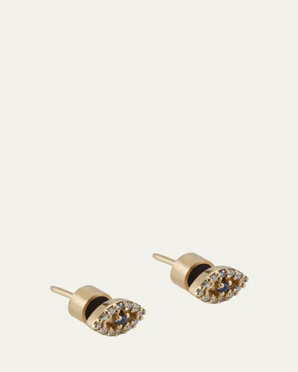 Ileana Makri Sapphire And Diamond Kitten Eye Stud Earrings