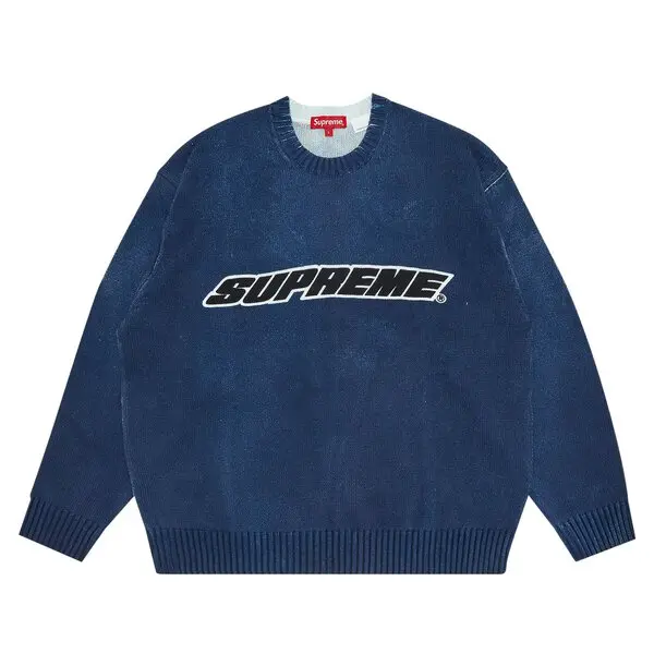 Supreme Printed Washed Sweater - Blue | Editorialist