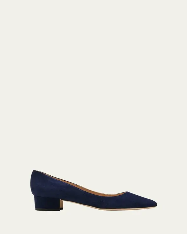 Manolo Blahnik Lista Suede Pumps - Navy