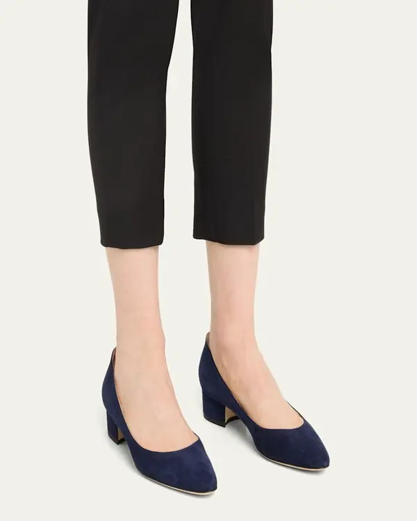 Manolo Blahnik Lista Suede Pumps - Navy