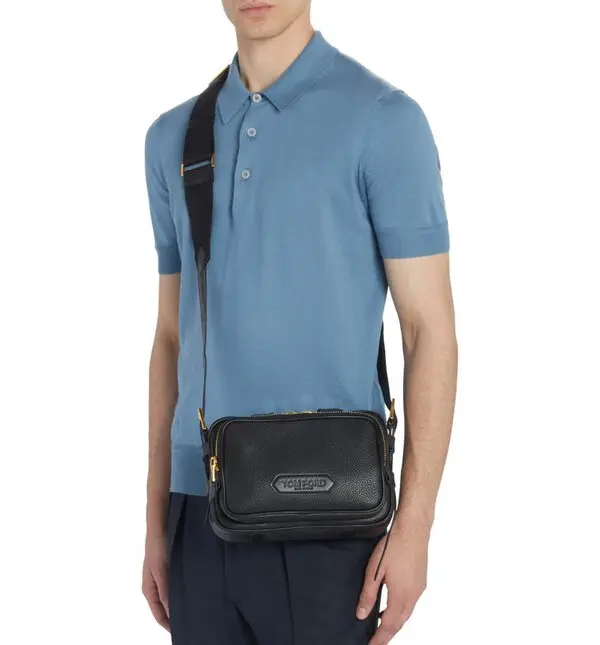 TOM FORD Grained Leather Messenger Bag