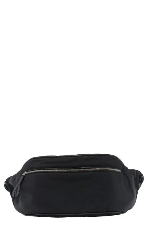 Bottega Veneta Large Nylon Belt Bag - 8803 Black/silver