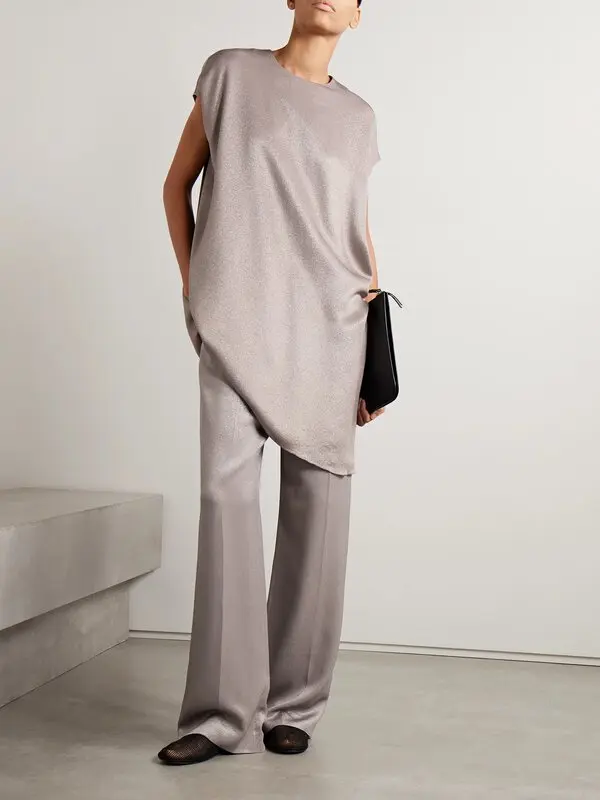 FFORME Maud Metallic Cloqué Wide-leg Pants - Neutrals