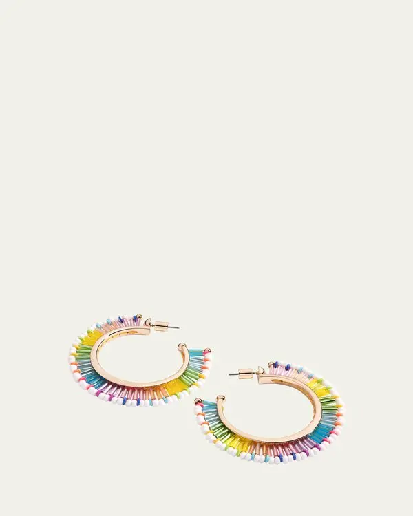 ELSIE FRIEDA Fringe Hoop Earrings - White