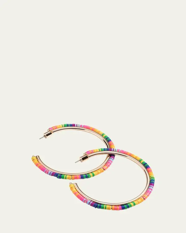 ELSIE FRIEDA Anguilla Hoop Earrings With Heishi Beads - Bright Side