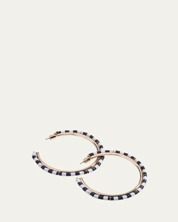 ELSIE FRIEDA Anguilla Hoop Earrings With Heishi Beads - Double Vision