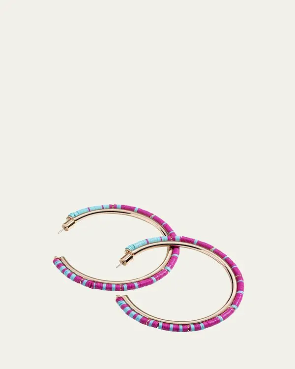 ELSIE FRIEDA Anguilla Hoop Earrings With Heishi Beads - Purple Rain