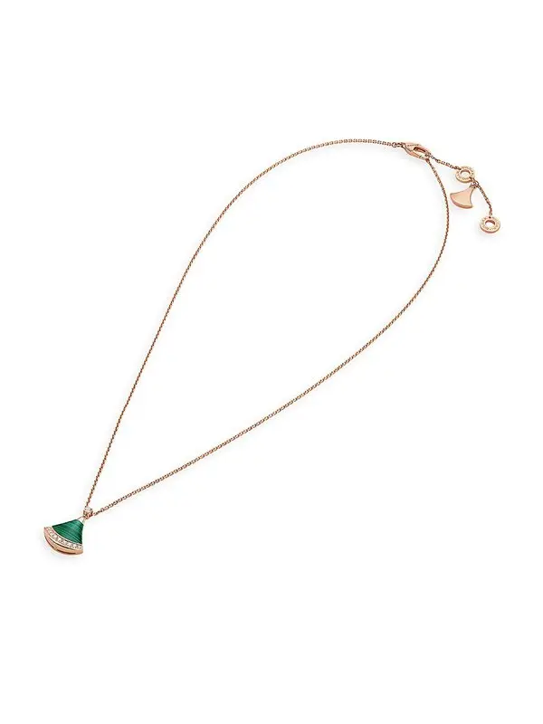 BVLGARI Divas' Dream 18k Rose Gold, Malachite & 0.13 Tcw Diamond Pendant Necklace - Pink Gold