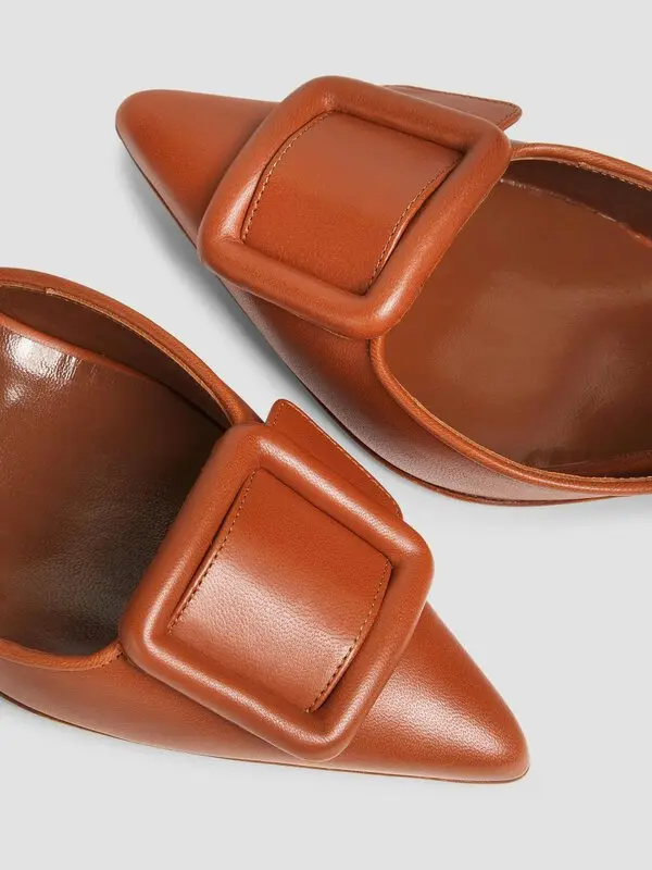 Manolo Blahnik Maysli 70mm Leather Slingback Pumps - Brown