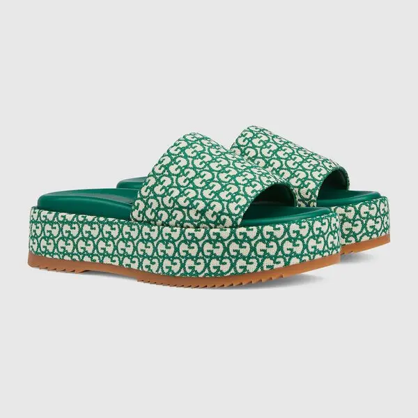 Gucci Gg Platform Slide Sandal Fabric