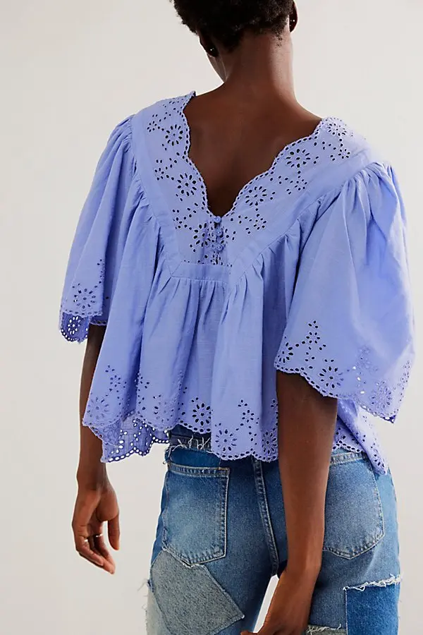 Free People Costa Eyelet Top