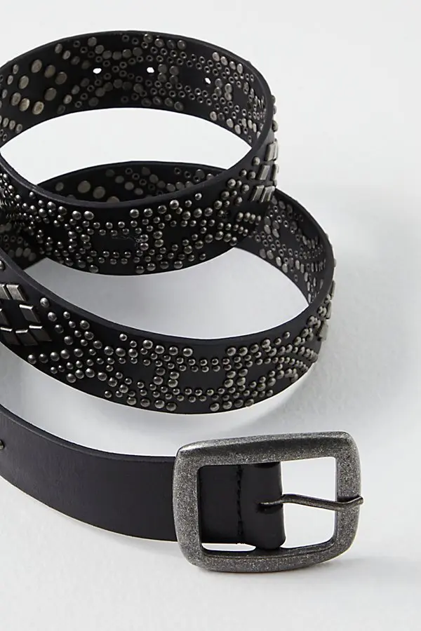 FREE PEOPLE Collection - Off The Record Stud Belt S/M Free People Off The Record Stud Belt - Black | Editorialist main image 2