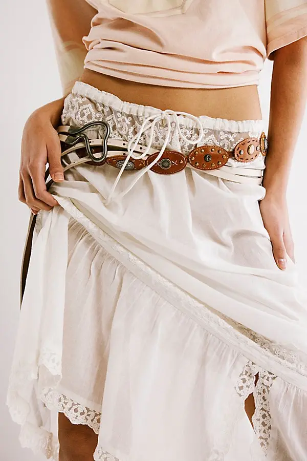 Free People Lost In Paradise Leather Wrap Belt In Cognac 