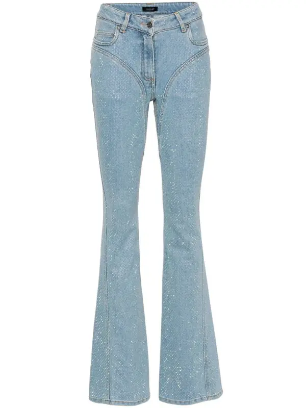 MUGLER Rhinestone-embellished Flared Jeans