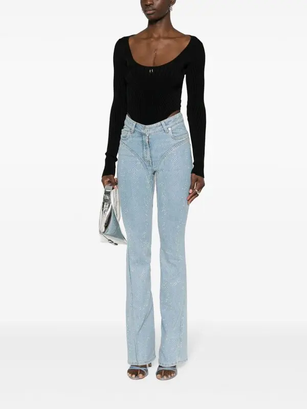 MUGLER Rhinestone-embellished Flared Jeans