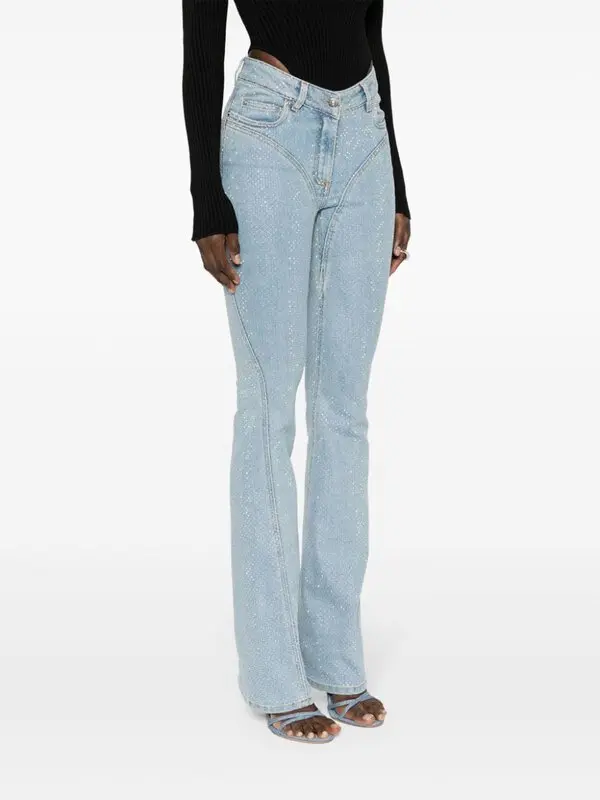 MUGLER Rhinestone-embellished Flared Jeans