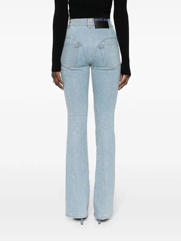 MUGLER Rhinestone-embellished Flared Jeans