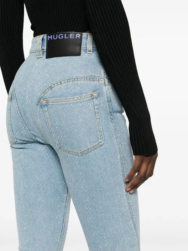 MUGLER Rhinestone-embellished Flared Jeans