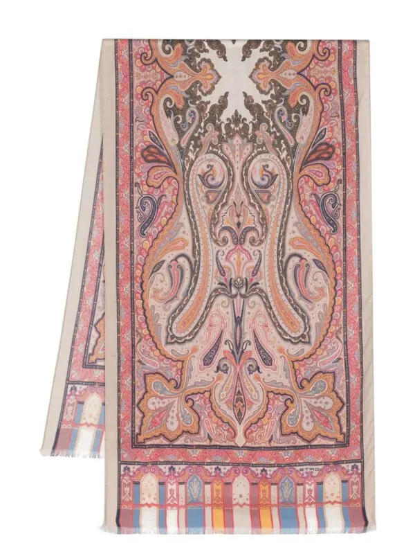 Etro Paisley-print Cashmere Blend Scarf - Neutrals