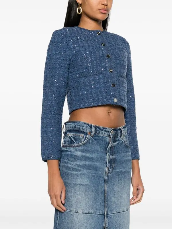 Sandro Sequin-embellished Cropped Tweed Jacket