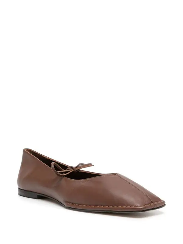 ALOHAS Sway Leather Ballerina Shoes - Brown