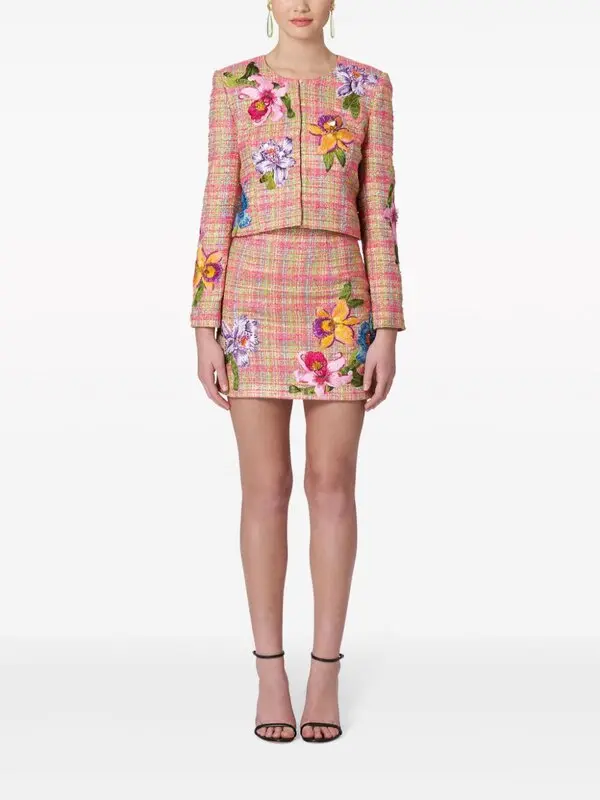Carolina Herrera Floral-embroidered Tweed Jacket