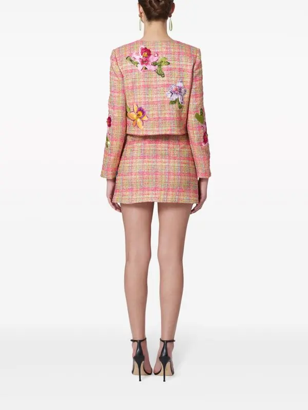 Carolina Herrera Floral-embroidered Tweed Jacket