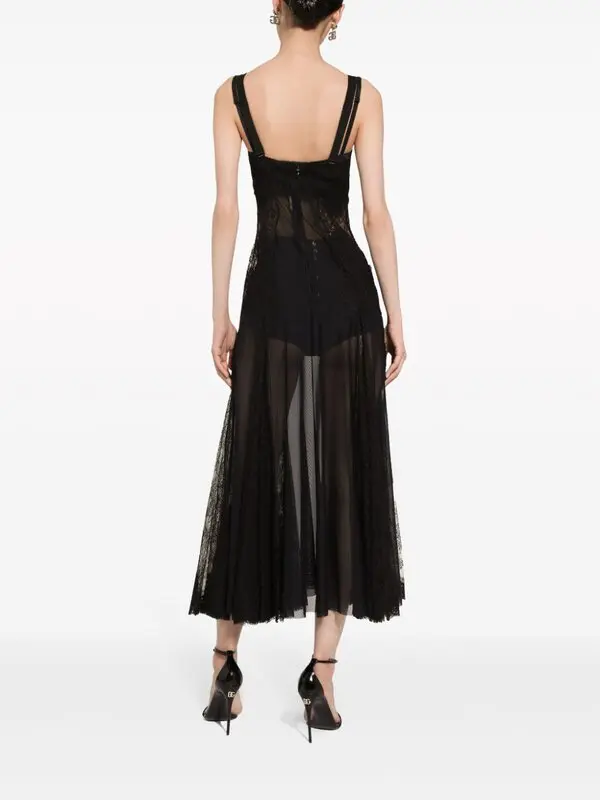 Dolce & Gabbana Lace Insert Flared Midi Dress