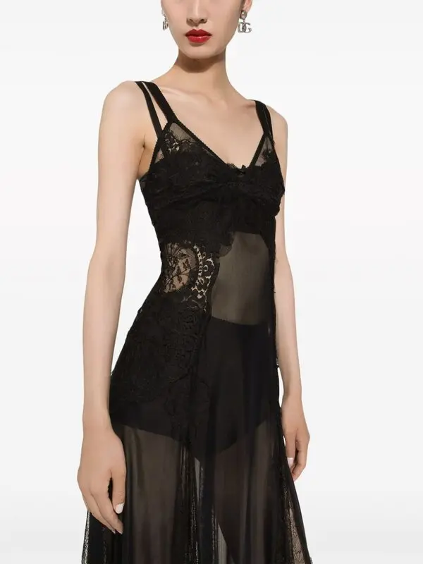 Dolce & Gabbana Lace Insert Flared Midi Dress