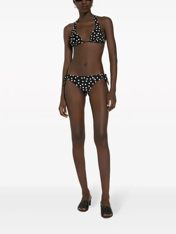 Dolce & Gabbana Polka Dot Triangle Bikini Set - Black