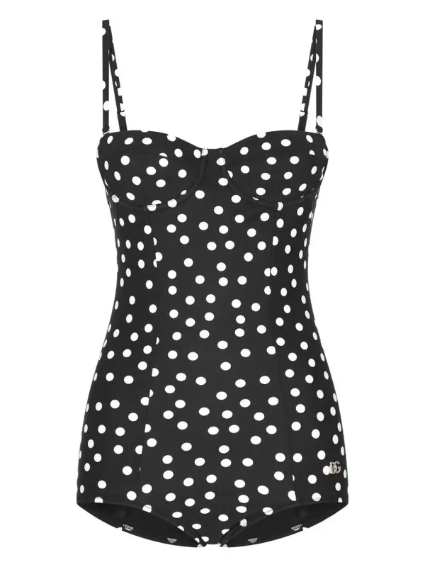Dolce & Gabbana Polka-dot Balconette Swimsuit - Black