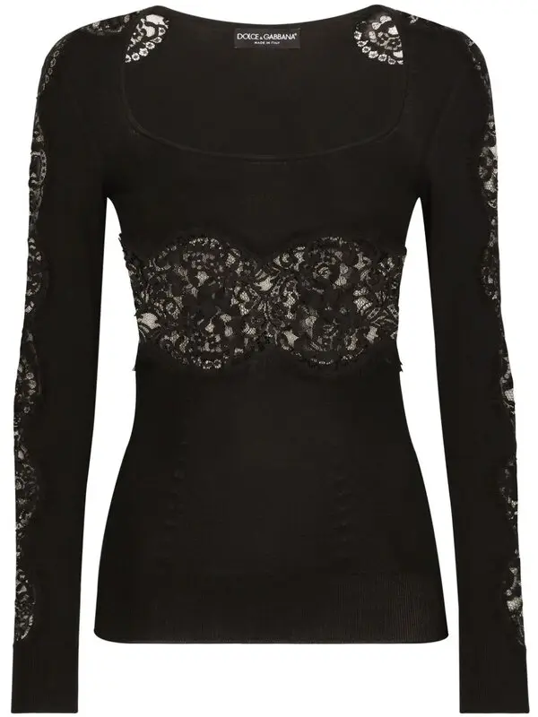 Dolce & Gabbana Floral-lace Knit Jumper