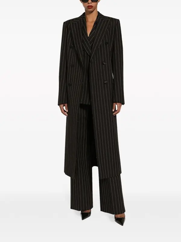 Dolce & Gabbana Pinstriped Double-breasted Coat - Black