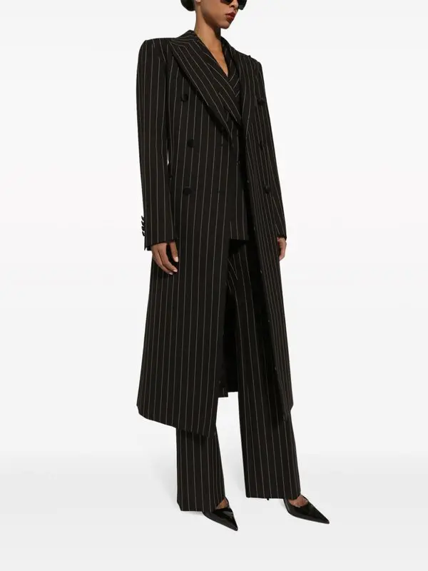 Dolce & Gabbana Pinstriped Double-breasted Coat - Black