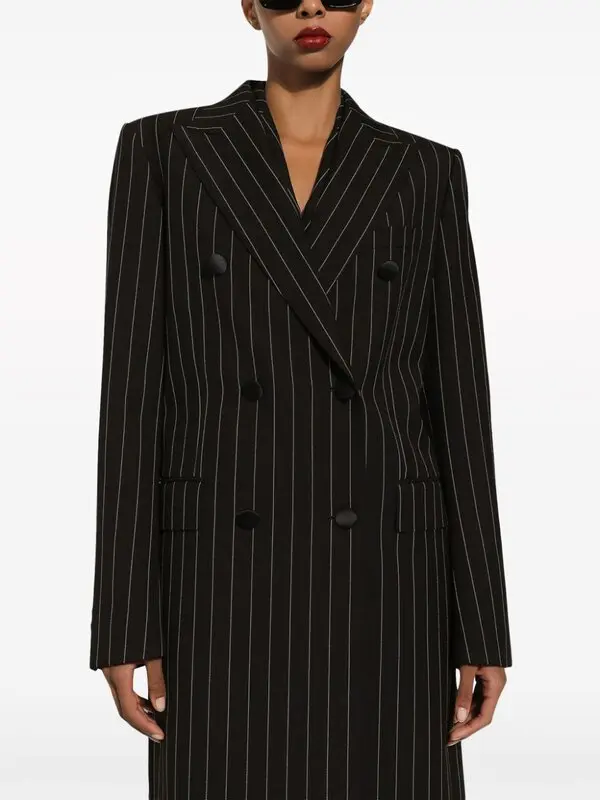 Dolce & Gabbana Pinstriped Double-breasted Coat - Black