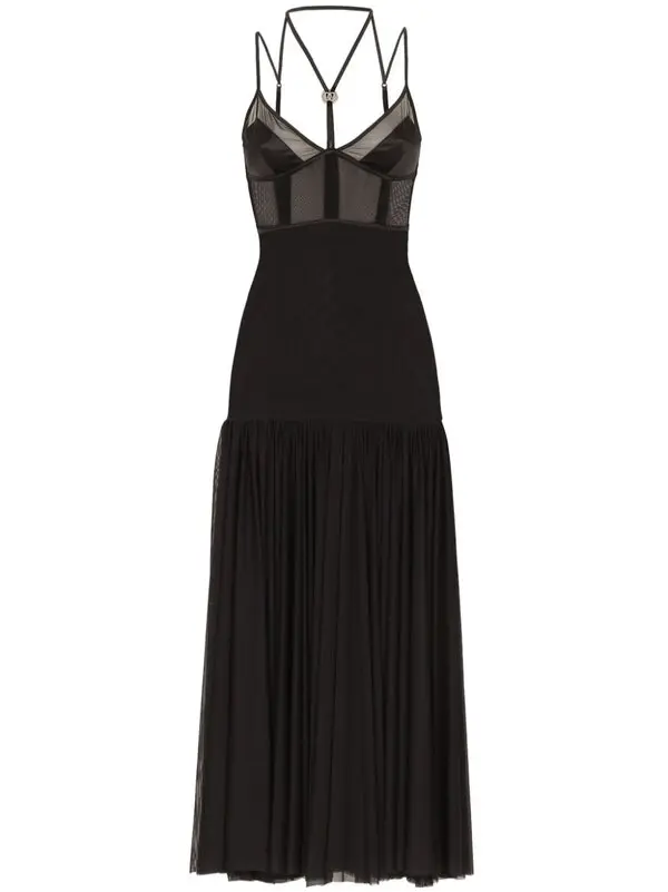 Dolce & Gabbana Dg-plaque Tulle Midi Dress