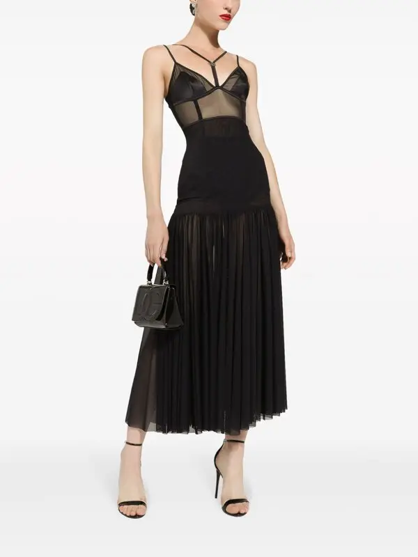 Dolce & Gabbana Dg-plaque Tulle Midi Dress