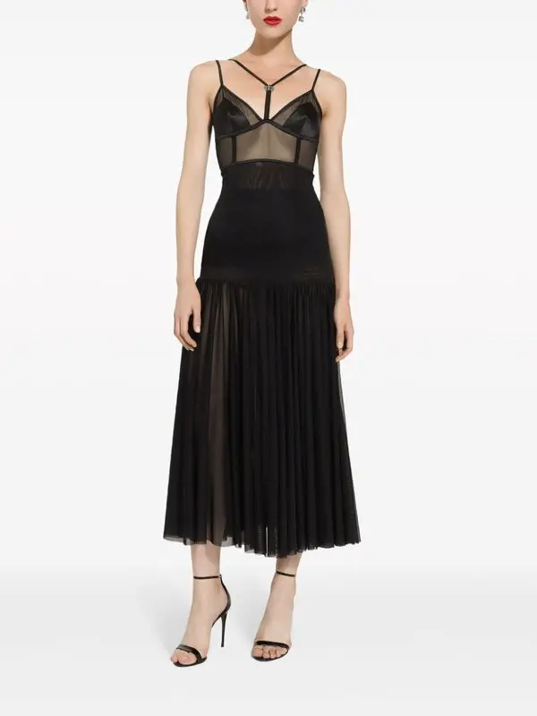 Dolce & Gabbana Dg-plaque Tulle Midi Dress
