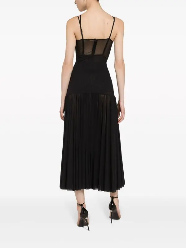 Dolce & Gabbana Dg-plaque Tulle Midi Dress