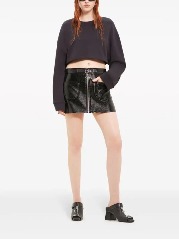 COURREGES Cropped Fleece Sweatshirt With Appliqué Logo