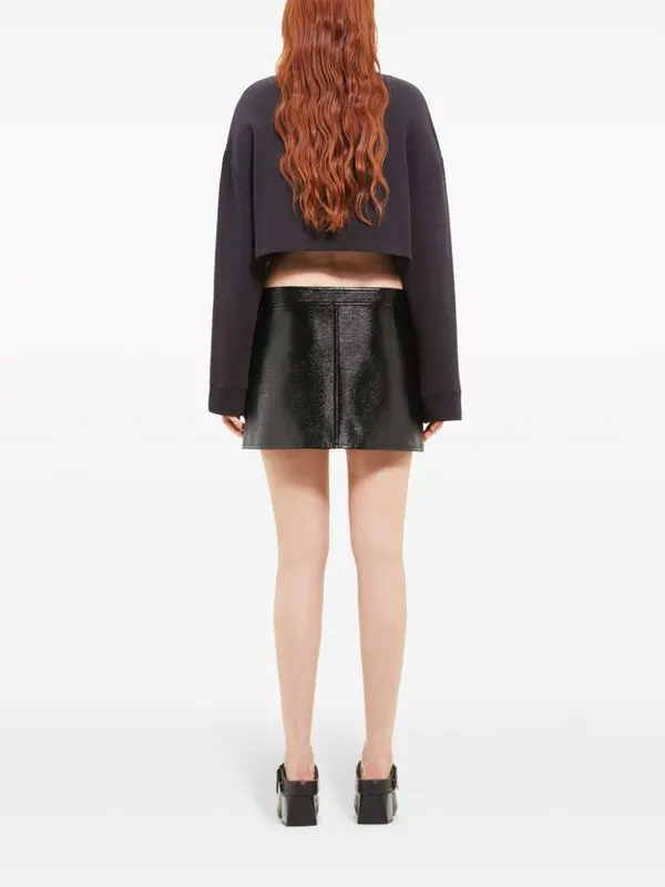 COURREGES Cropped Fleece Sweatshirt With Appliqué Logo