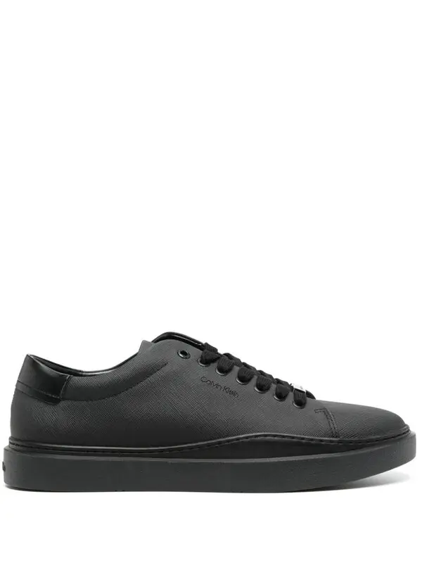 Calvin Klein Logo-debossed Textured Sneakers - Black