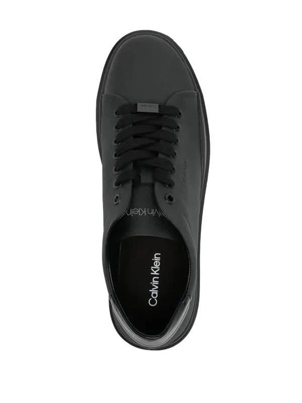 Calvin Klein Logo-debossed Textured Sneakers - Black