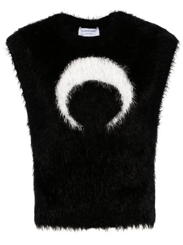 MARINE SERRE Crescent Moon Sleeveless Jumper - Black
