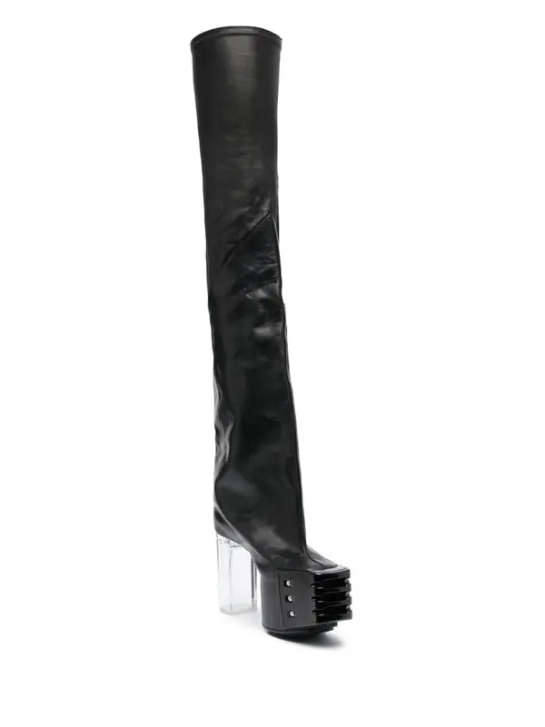 Rick Owens Flared Platform Leather Boots