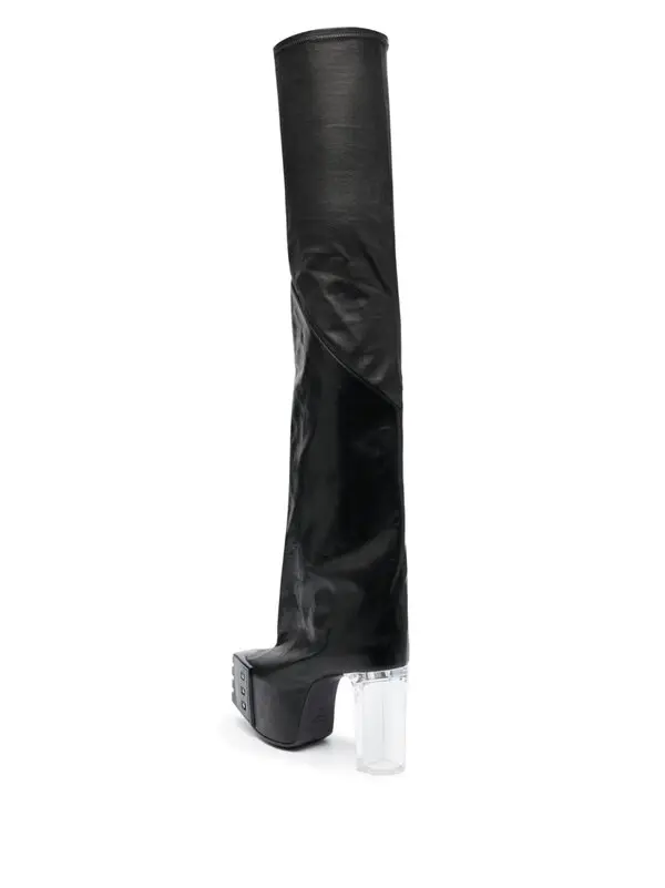 Rick Owens Flared Platform Leather Boots